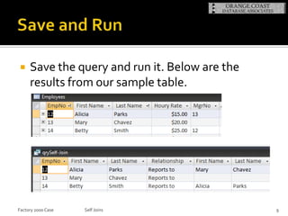 Microsoft access self joins | PPT