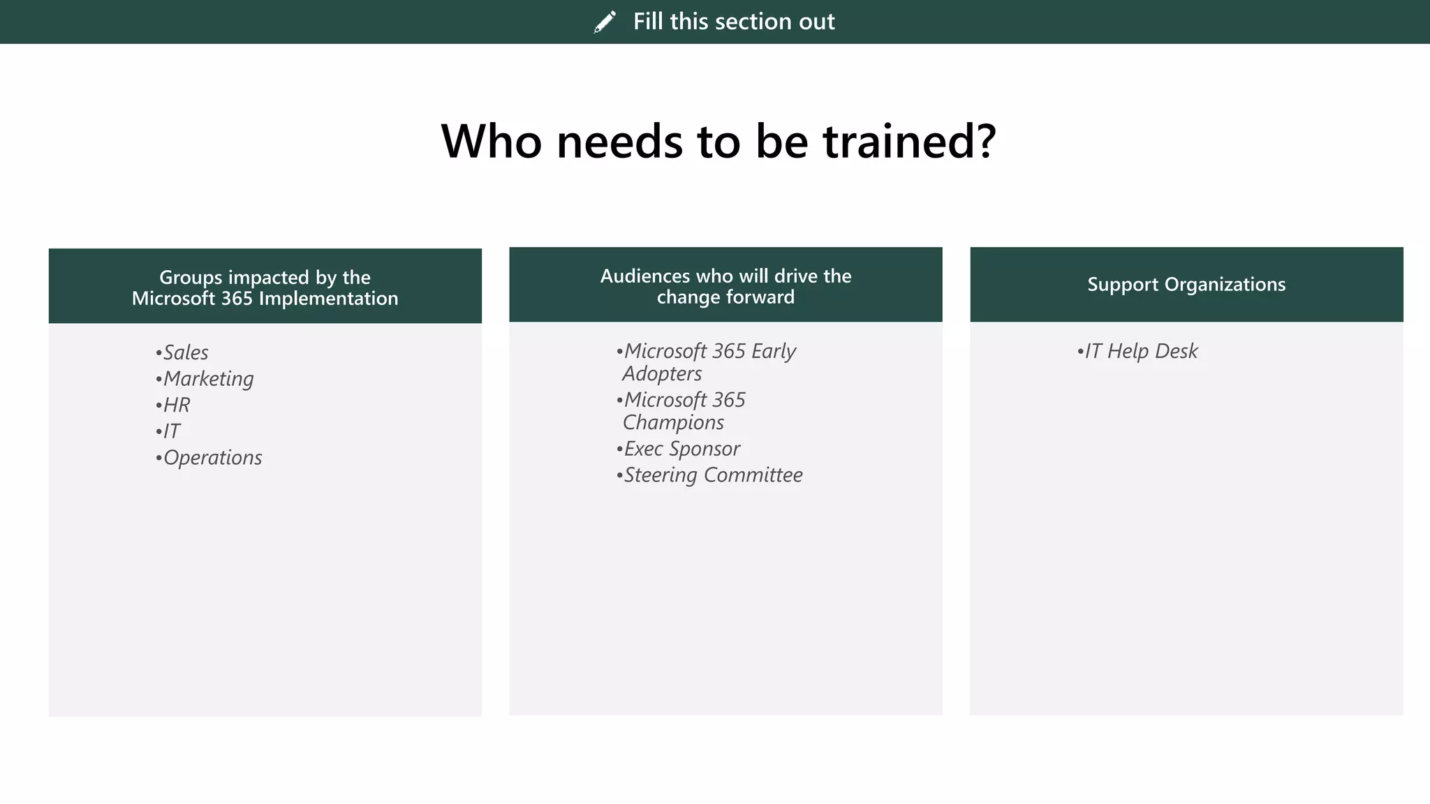 Microsoft adoption guide workbook | PPT