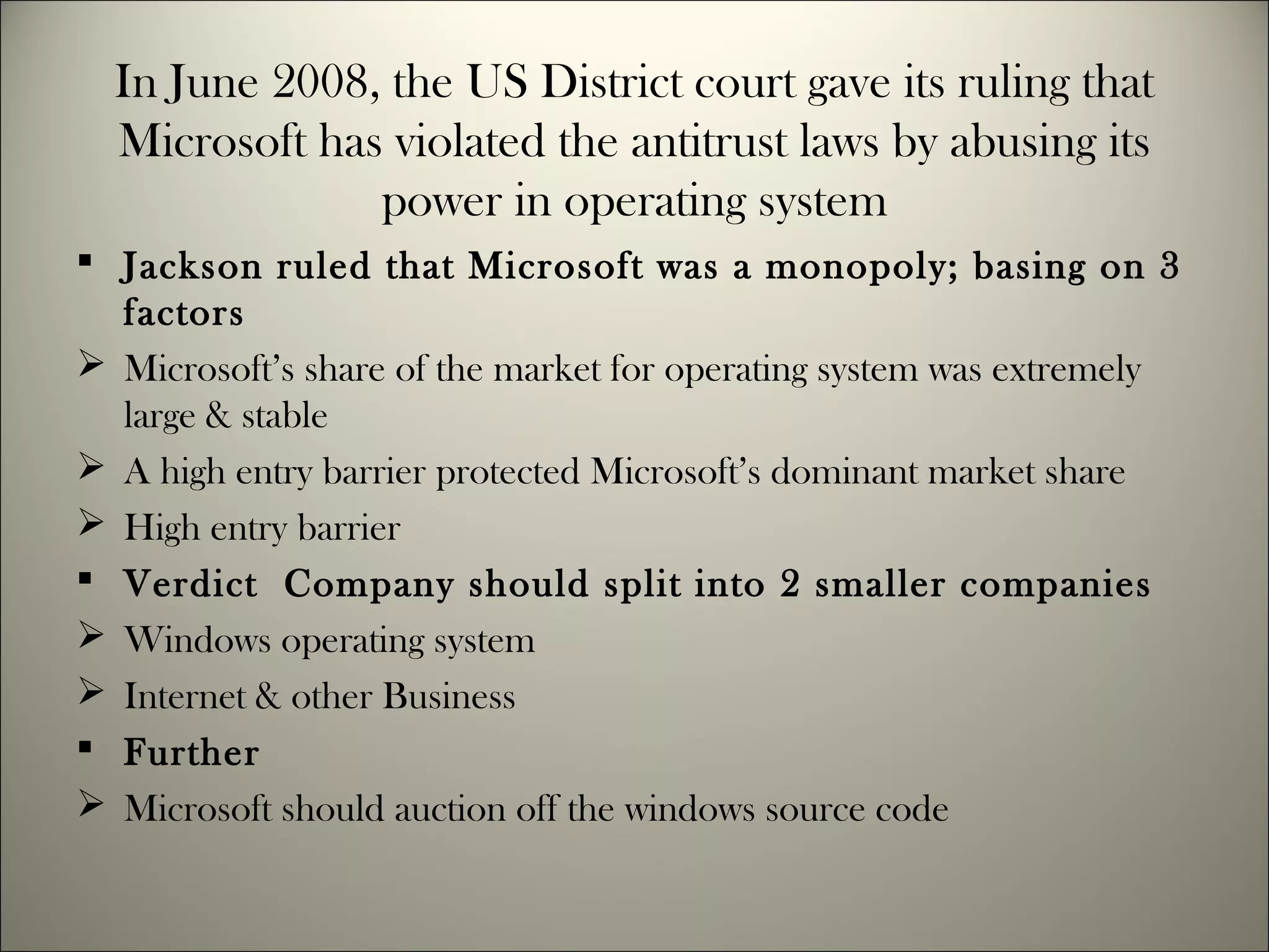 Microsoft antitrust case | PPT