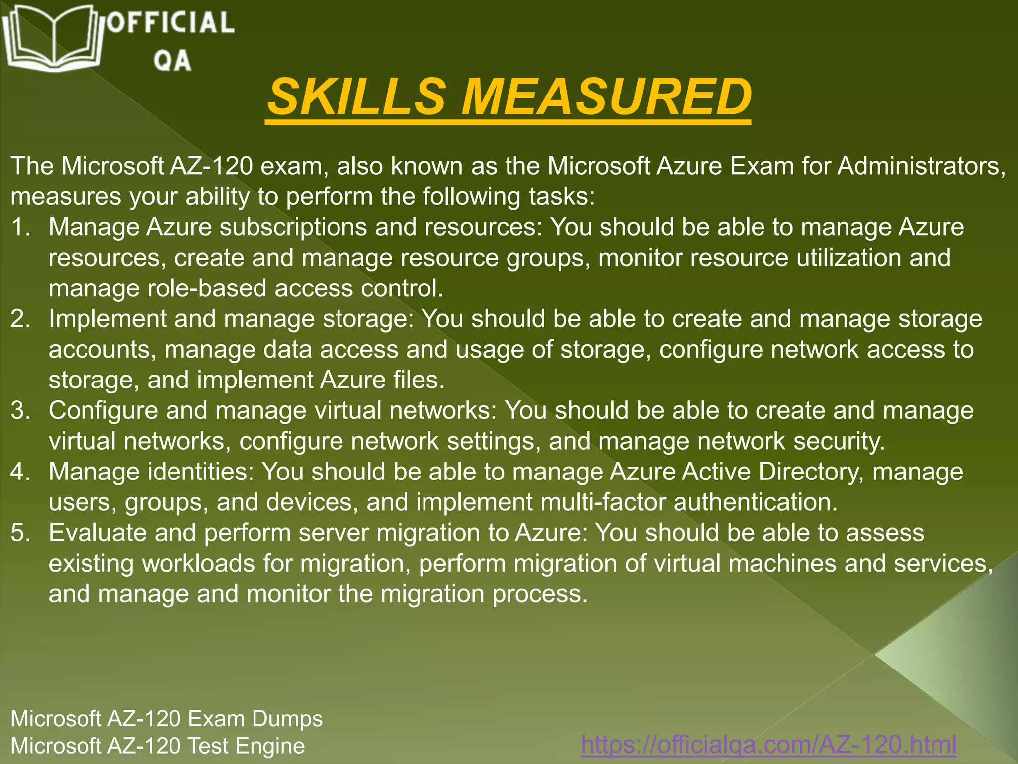 Microsoft AZ-120 by Officialqa | PPT
