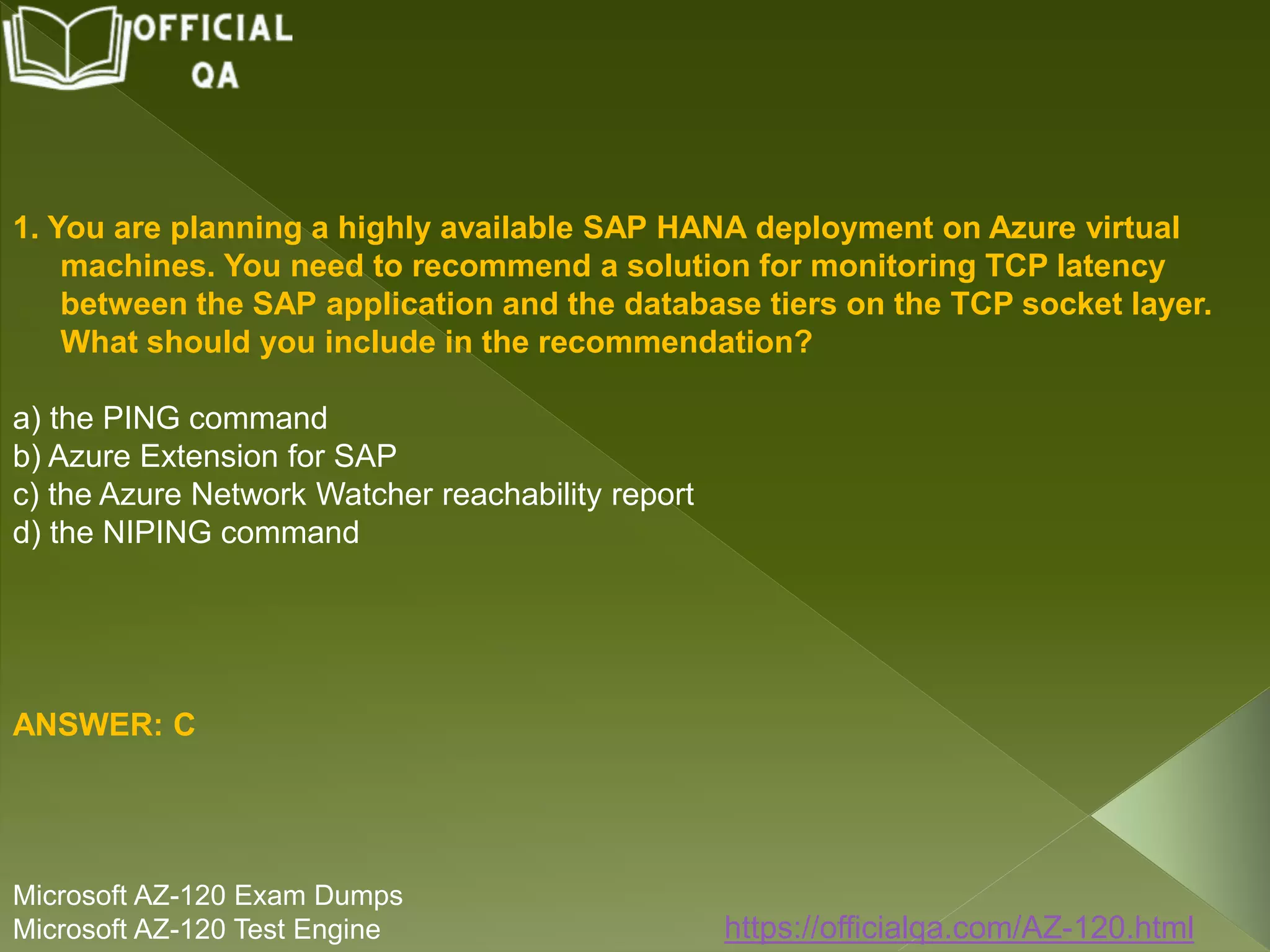 Microsoft AZ-120 by Officialqa | PPT