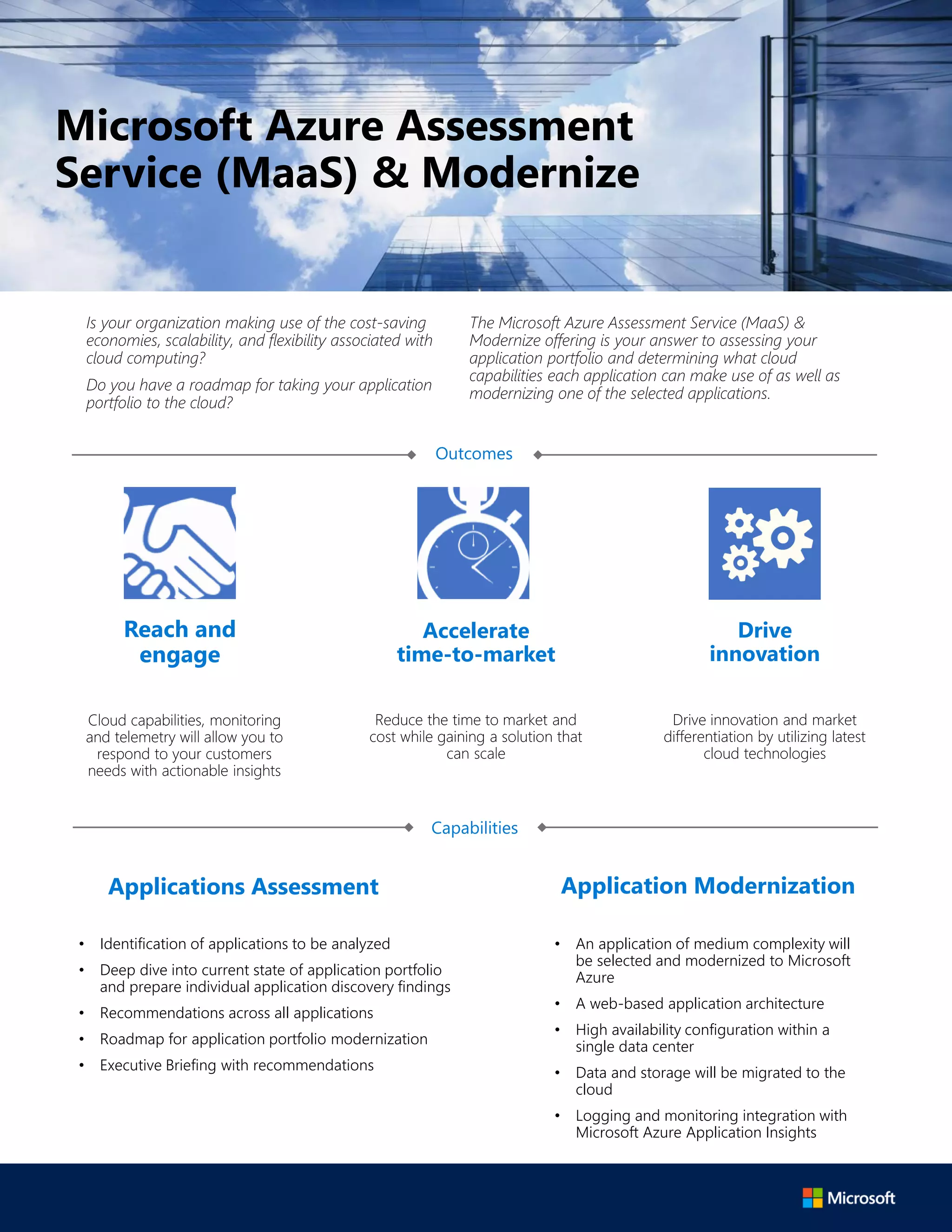 Microsoft Azure Assessment Service (MAAS) & Modernize - Datasheet | PDF ...