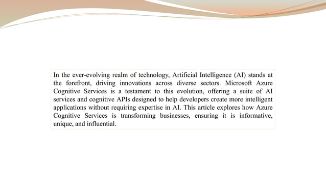 Microsoft Azure Cognitive Services: Revolutionizing AI Integration in Business | PPT