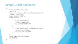 Microsoft Azure DocumentDB - Global Azure Bootcamp 2016 | PPT