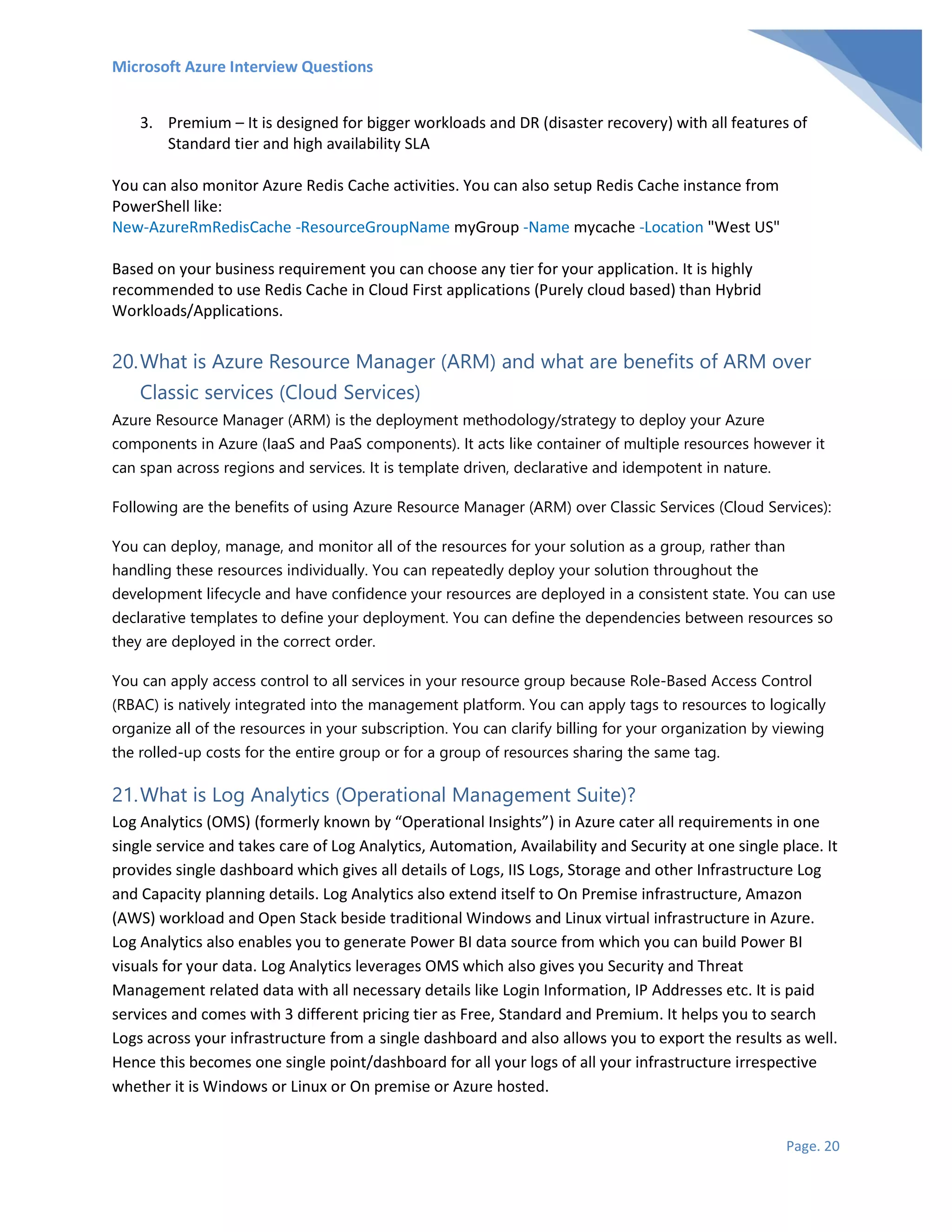 Microsoft azure interview questions | PDF