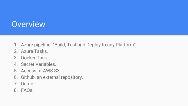 Microsoft azure pipeline + Docker + Amazon s3 + Jekyll + github | PPT