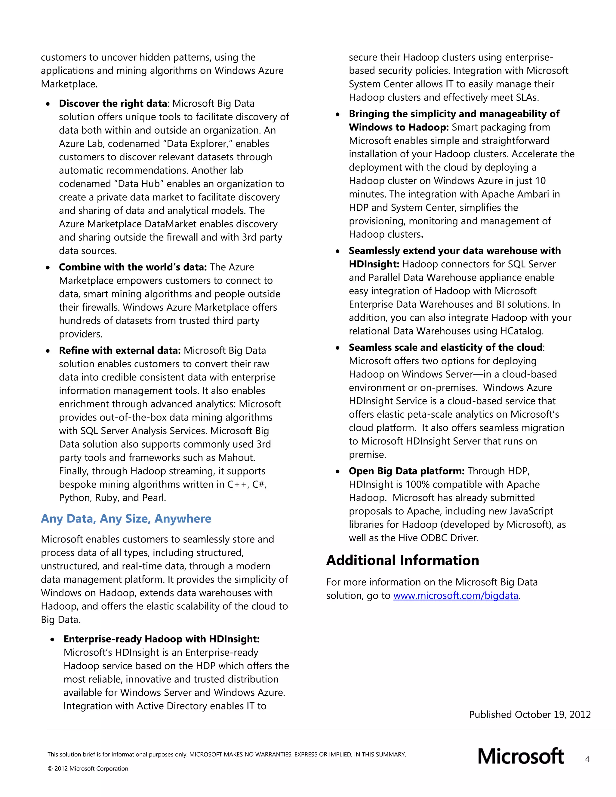 Microsoft big data_solution_brief | PDF