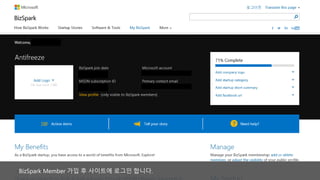 Microsoft BizSpark 활용 매뉴얼 | PDF