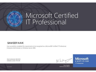 Microsoft Certifications Sameer Naik | PPTX