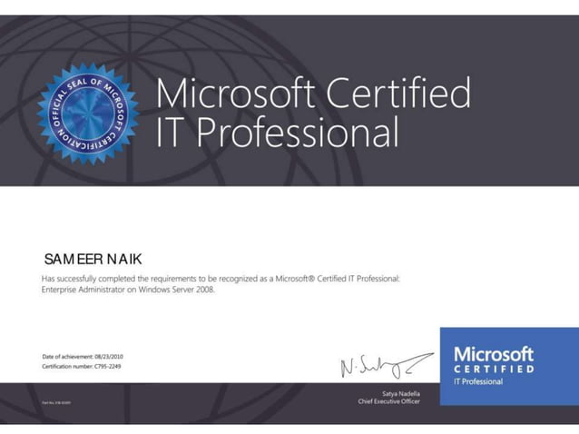 Microsoft Certifications Sameer Naik | PPTX