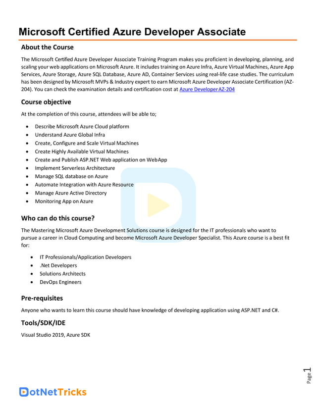 Microsoft certified azure developer associate | PDF | Cloud Computing ...