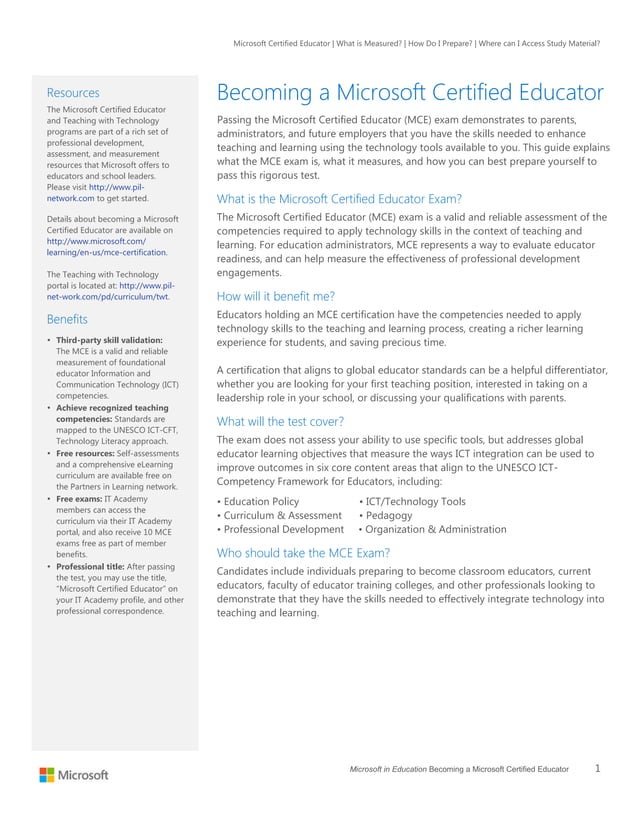 Microsoft certified educator_study_guide | PDF