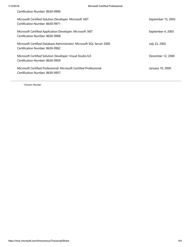 Microsoft certified professional transcript natalia pavlova | PDF