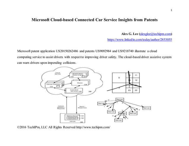 Microsoft Cloud-based Connected Car Service Insights from Patents | PPT