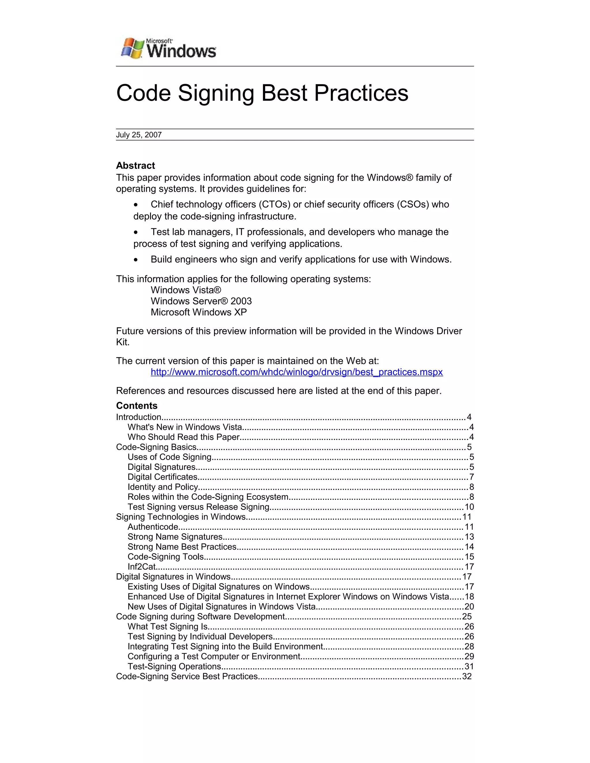 Microsoft Code Signing Certificate Best Practice - CodeSignCert.com
