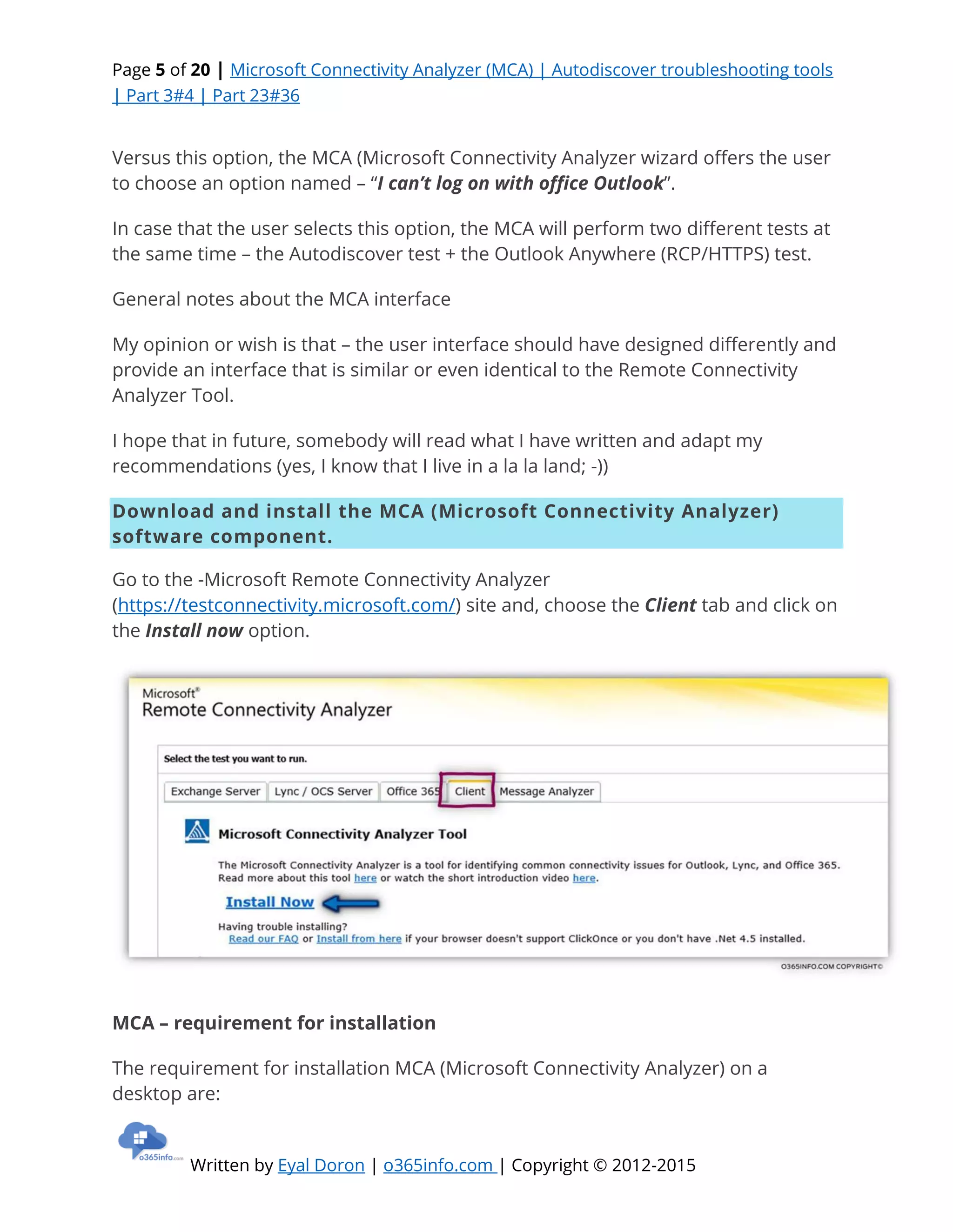 Microsoft connectivity analyzer (mca) autodiscover troubleshooting ...