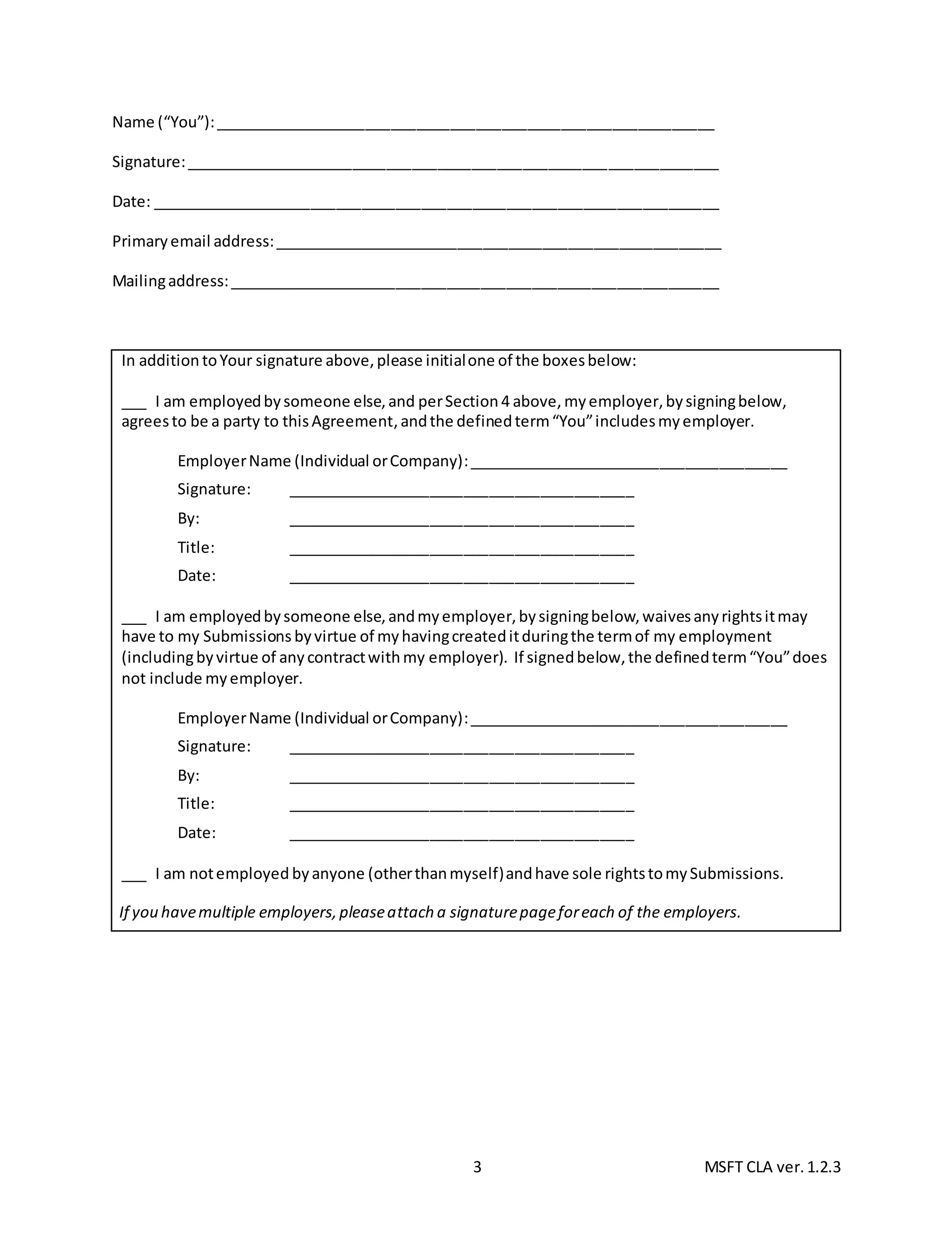 Microsoft contribution license agreement | PDF