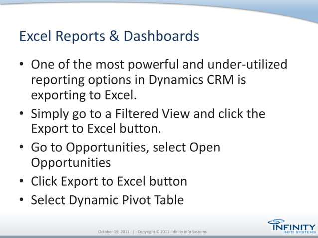 Microsoft Dynamics CRM: Reporting and Dashboards | PPTX