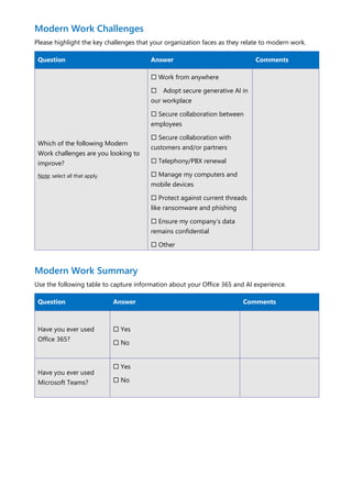 Microsoft CSP Briefing Pre-Engagement - Questionnaire | DOCX