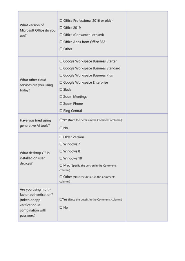 Microsoft CSP Briefing Pre-Engagement - Questionnaire | DOCX ...