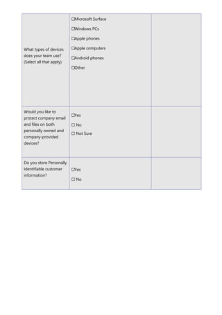 Microsoft CSP Briefing Pre-Engagement - Questionnaire | DOCX