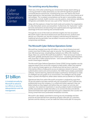 Microsoft Cyber Defense Operation Center Strategy | PDF