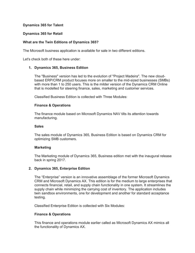 Microsoft dynamics 365 | PDF