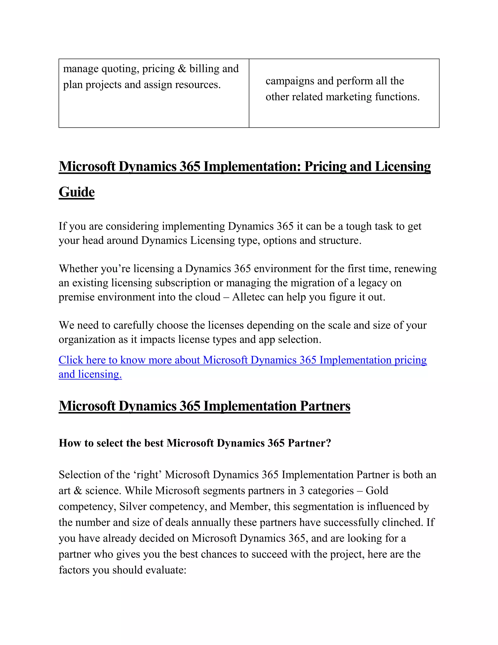 Microsoft dynamics 365 implementations | PDF
