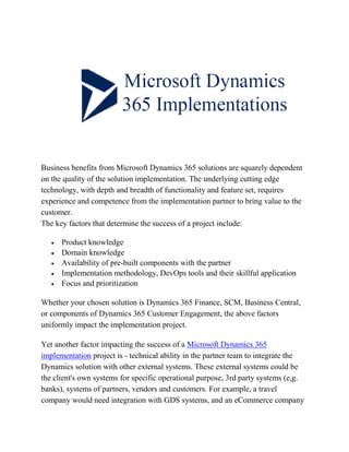 Microsoft dynamics 365 implementations | PDF