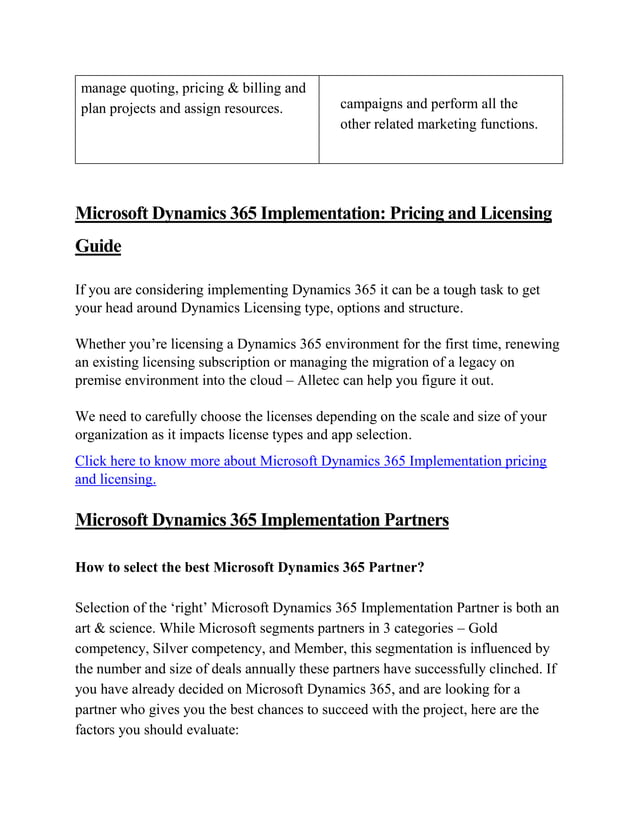 Microsoft dynamics 365 implementations | PDF | Cloud Computing | Internet