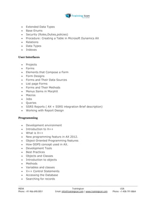 MICROSOFT DYNAMICS AX ONLINE TRAINING | PDF | Programming Languages | Computing