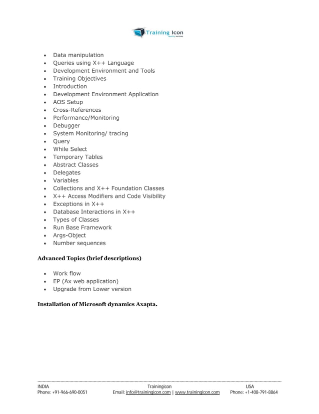 MICROSOFT DYNAMICS AX ONLINE TRAINING | PDF MICROSOFT DYNAMICS AX ONLINE TRAINING | PDF