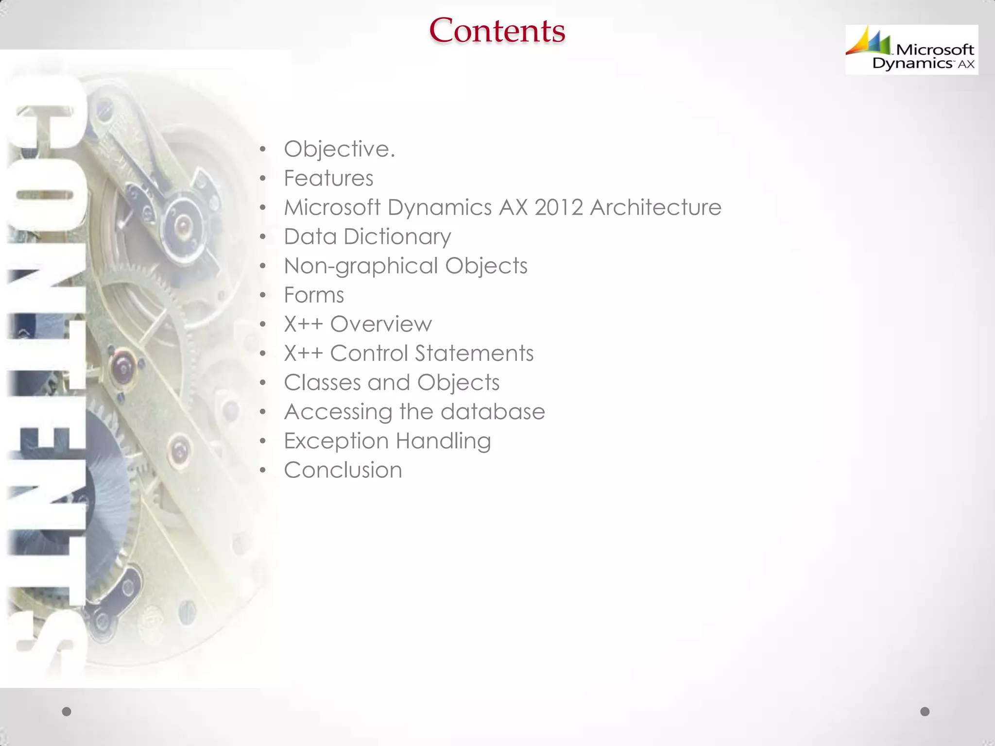 Microsoft dynamics ax 2012 development introduction part 1/3 | PPTX