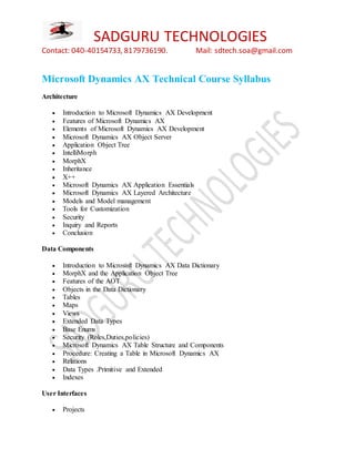 Microsoftdynamicsaxtechnicalsyllabus | PDF