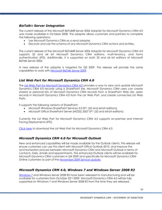 Microsoft Dynamics CRM - Statement of Direction Whitepaper | PDF