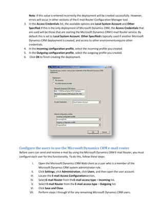 Microsoft dynamics crm4 e mail router configuration scenarios | PDF