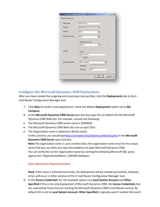 Microsoft dynamics crm4 e mail router configuration scenarios | PDF