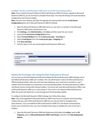 Microsoft dynamics crm4 e mail router configuration scenarios | PDF
