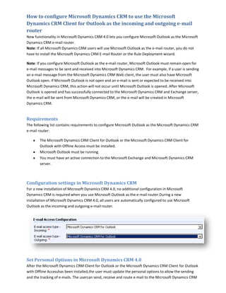 Microsoft dynamics crm4 e mail router configuration scenarios | PDF