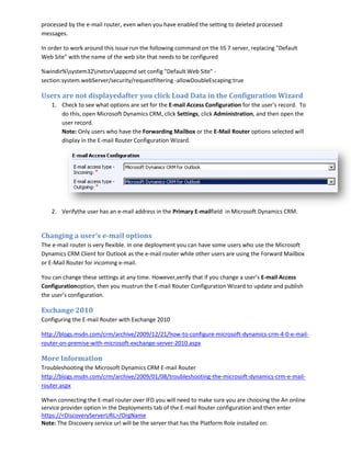 Microsoft dynamics crm4 e mail router configuration scenarios | PDF