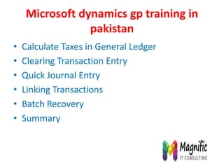 Microsoft dynamics gp training in pakistan | PPT