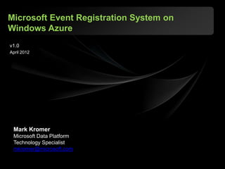 Microsoft Event Registration System Hosted on Windows Azure | PPTX