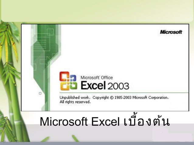 Microsoft excel เบื้องต้น | PPT