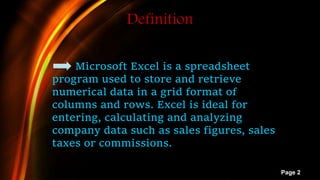 Microsoft excel | PPTX | Computing | Technology & Computing