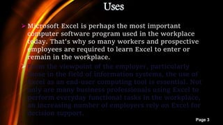 Microsoft excel | PPTX | Computing | Technology & Computing