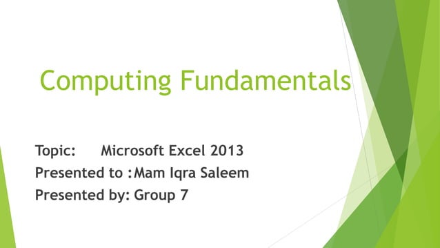 Microsoft excel | PPTX | Computing | Technology & Computing