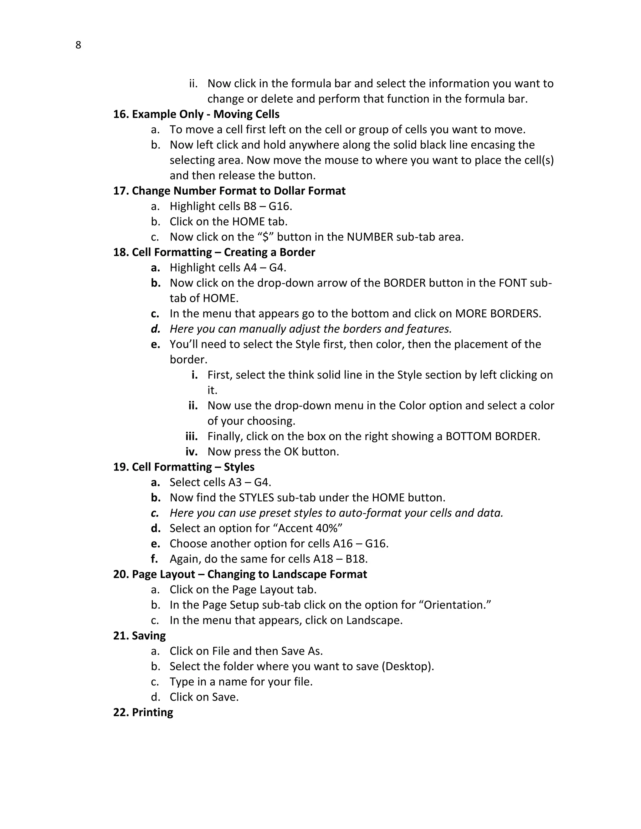 Microsoft excel part 1 | DOCX