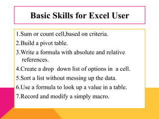 LESSON 3: BASIC SKILLS ON MICROSOFT EXCEL | PPTX
