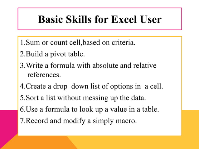 LESSON 3: BASIC SKILLS ON MICROSOFT EXCEL