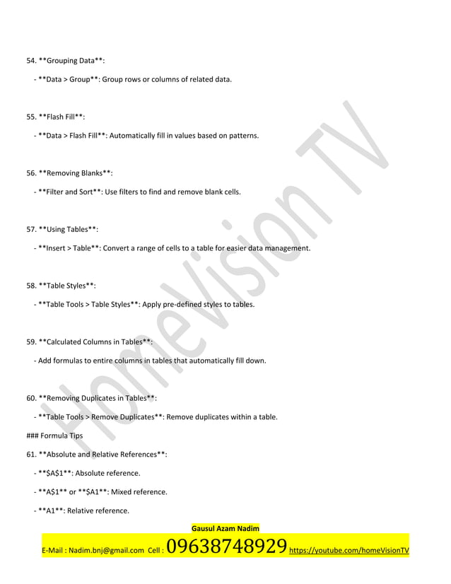 "Top 100 Tips for Mastering Microsoft Excel: Expert Guide to Boost Your Productivity" | PDF